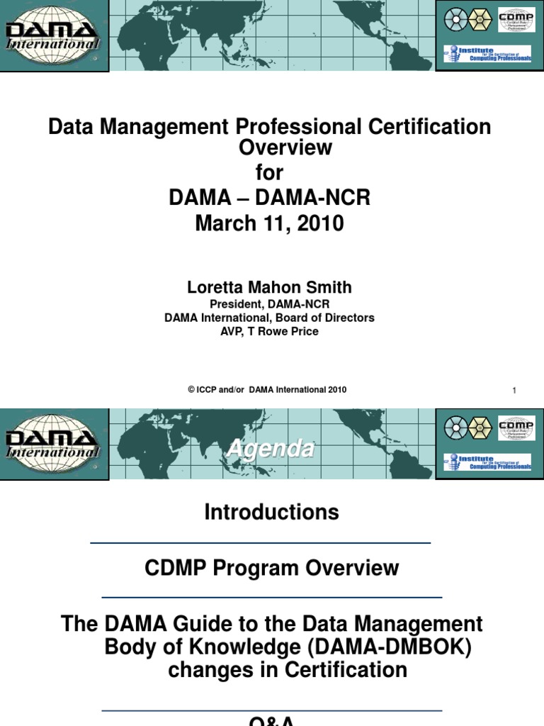 2010 03 09 Dmbok and CDMP | PDF | Professional Certification | Data ...