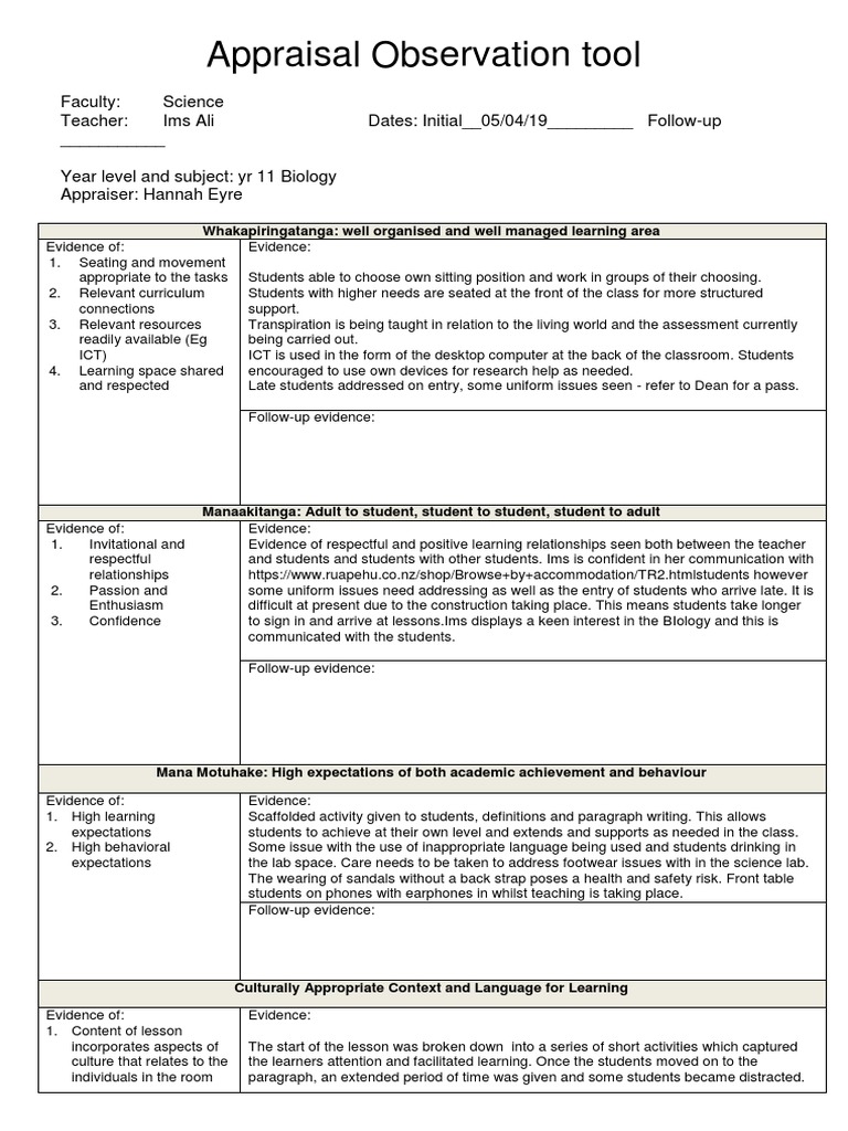 Ims Classroom Observation 2019 | PDF | Teachers | Educational Technology