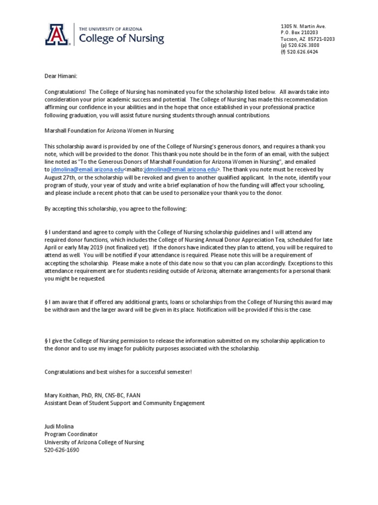 Nursing Scholarship Nomination Details | PDF | Nursing