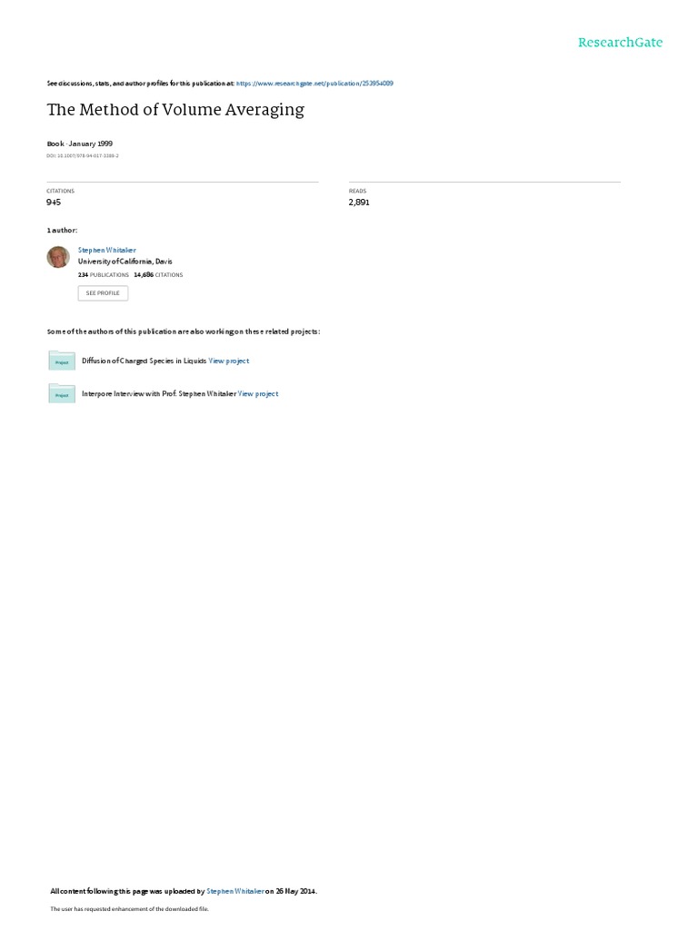 The Method of Volume Averaging | PDF | Materials Science | Mathematical ...