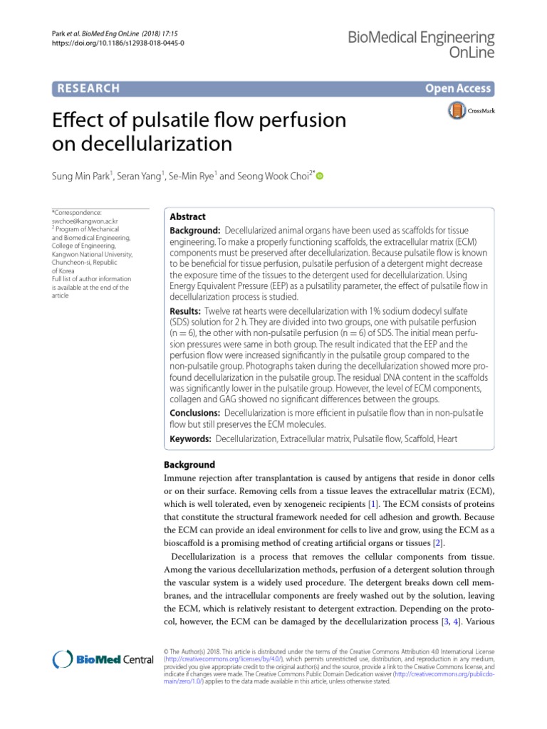 Effect of Pulsatile Flow Perfusion On Decellularization | PDF ...
