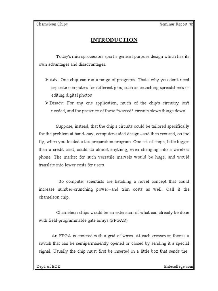 Chameleon Chips Seminar Report 09 | PDF | Field Programmable Gate Array ...