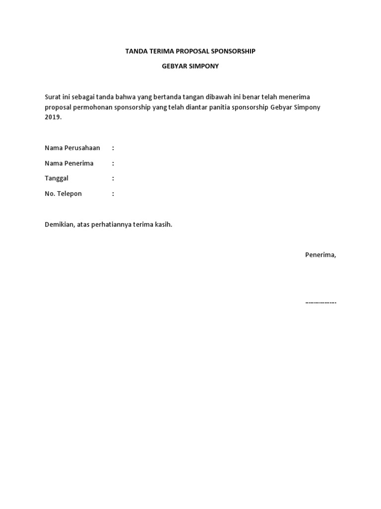 Tanda Terima Proposal Sponsorship | PDF