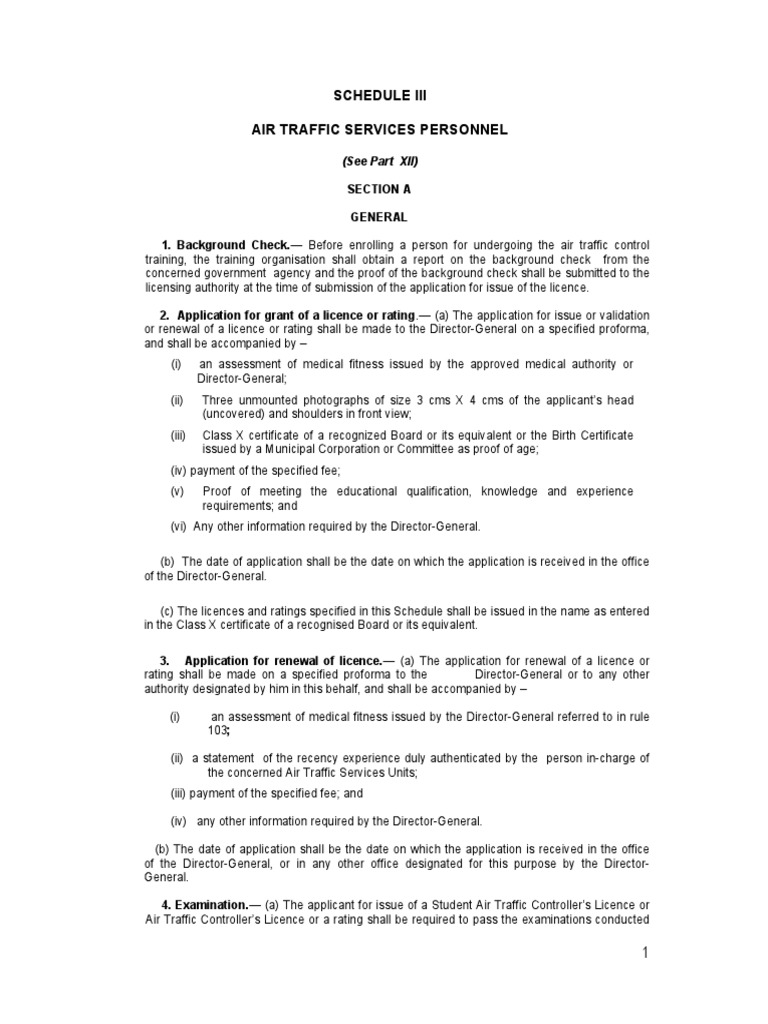 Schedule III of Aircraft Rules 1937 | PDF | Air Traffic Control ...