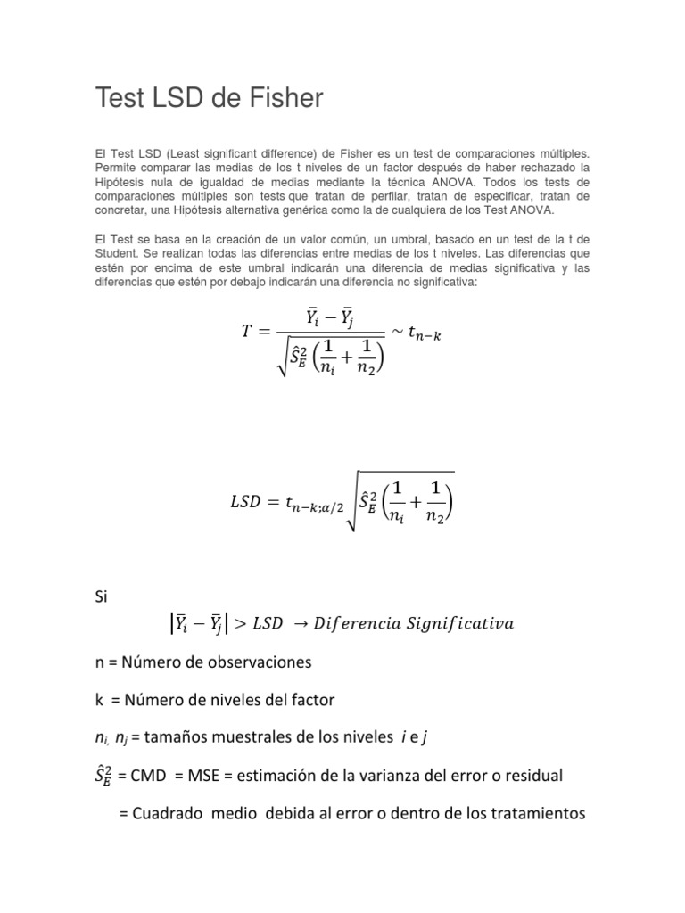 Test LSD y HSD | PDF