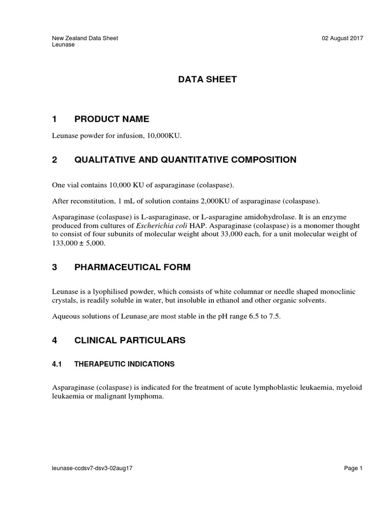 Leunase Inj | PDF | Dose (Biochemistry) | Chemistry