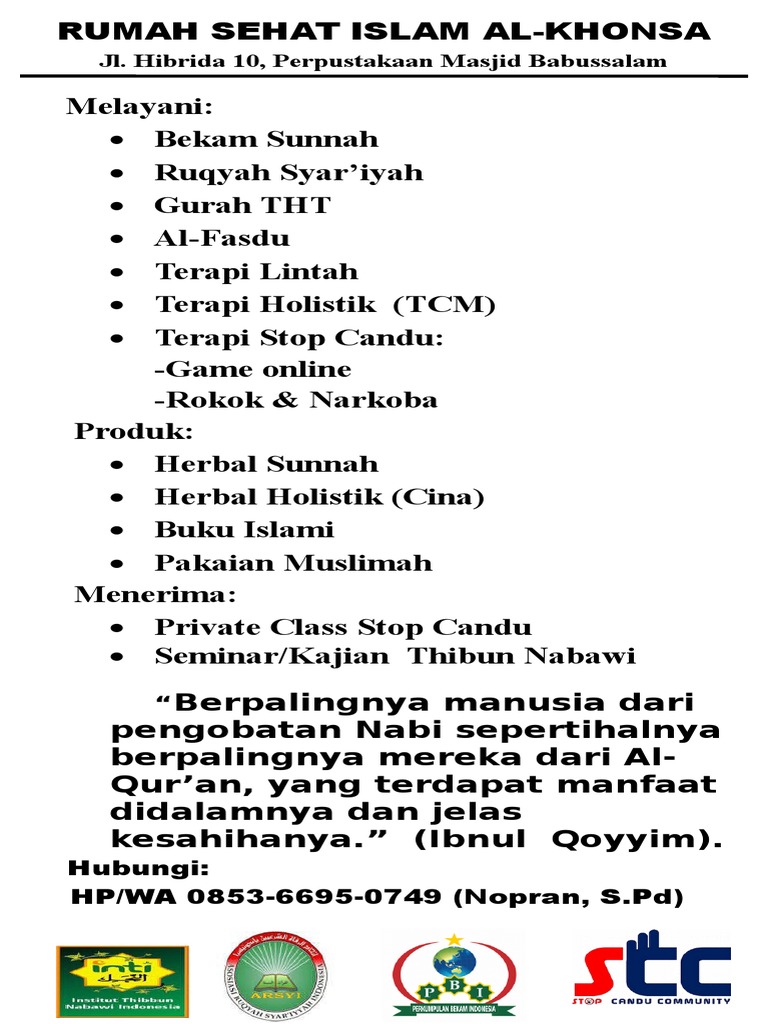 Rumah Sehat Islam Al-Khonsa Jakarta | PDF