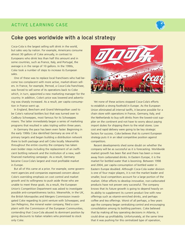 Case Study Coca-Cola Goes Global PDF | PDF | Bottled Water | Coca Cola