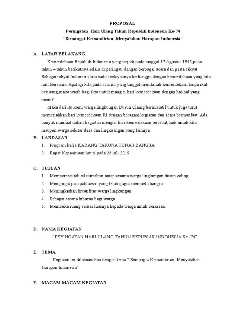 Proposal Karang Taruna HUT RI | PDF