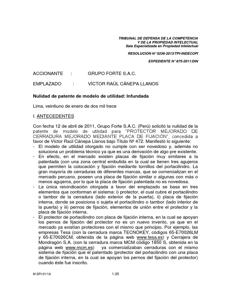 Nulidad de Patente | PDF | Patentar | Propiedad intelectual