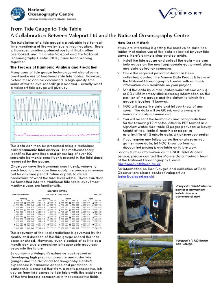Valeport From Tide Gauge To Tide Table PDF | PDF | Tide | Prediction