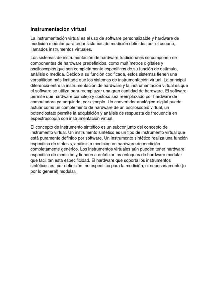 Instrumentación Virtual: Definición y Usos | PDF | Informática