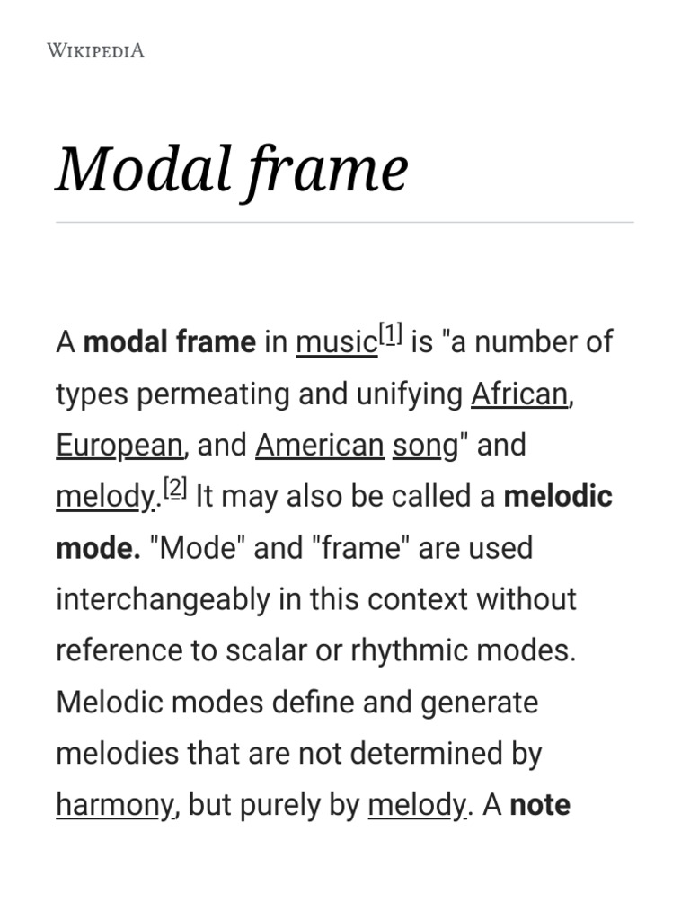 Modal Frame - Wikipedia | PDF | Musical Techniques | Music Theory