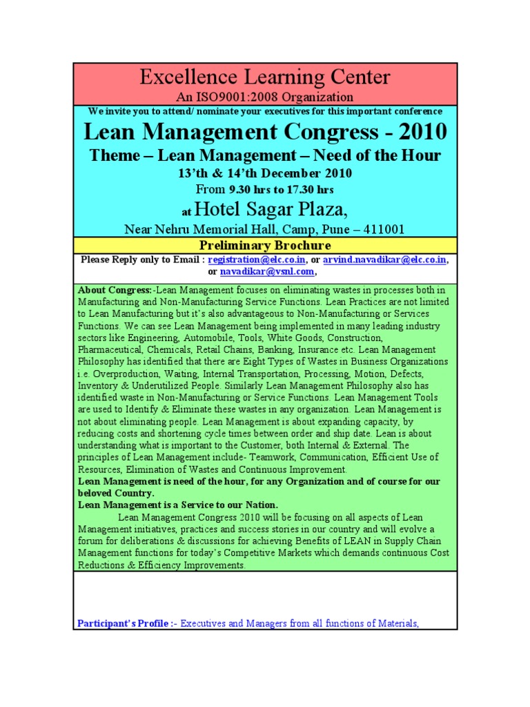 Lean Management Congress - 2010 | PDF | Lean Manufacturing | Supply Chain