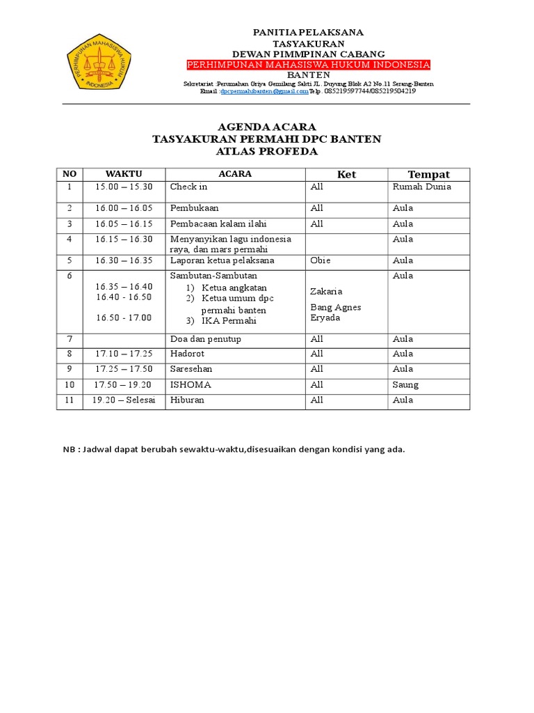 Contoh Rundown Acara | PDF