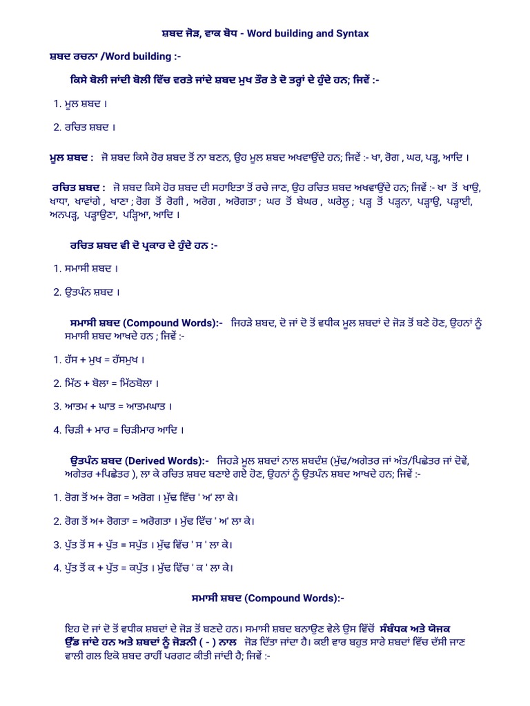 Punjabi Grammar | PDF