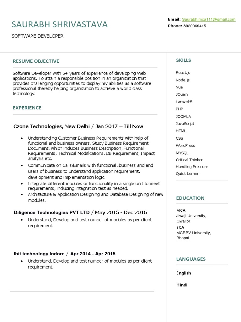 Saurabh Resume | PDF | Joomla | Web Application