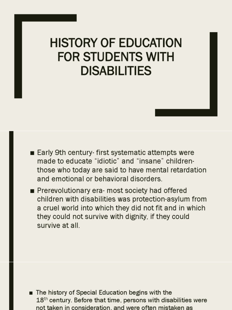 History of Education For Students With Disabilities | PDF | Metro ...