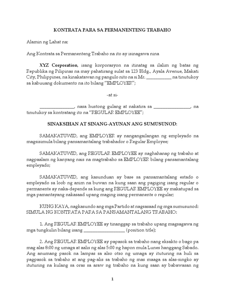 Kontrata Para Sa Trabahong Casual PDF, 47% OFF