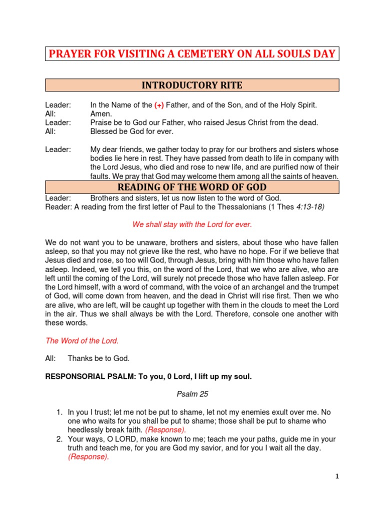 Cemetery Prayer for All Souls Day | PDF | God The Father | Mercy