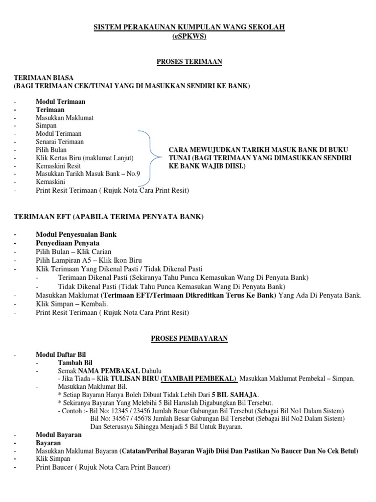 Sistem Perakaunan Kumpulan Wang Sekolah (Espkws) | PDF