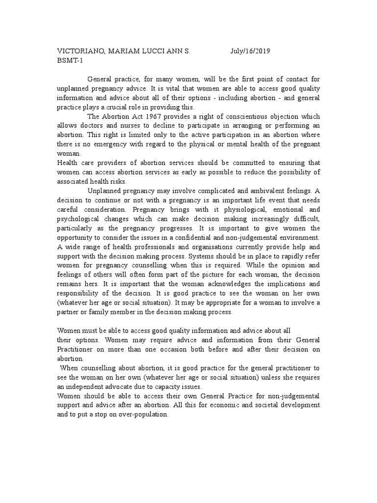 Position Paper On Abortion | PDF | Abortion | General Practitioner