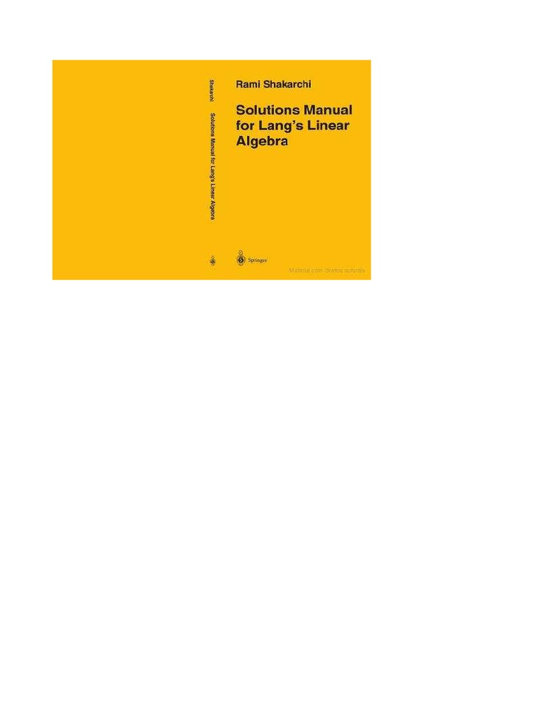 Solutions Manual For Lang's Linear Algebra | PDF