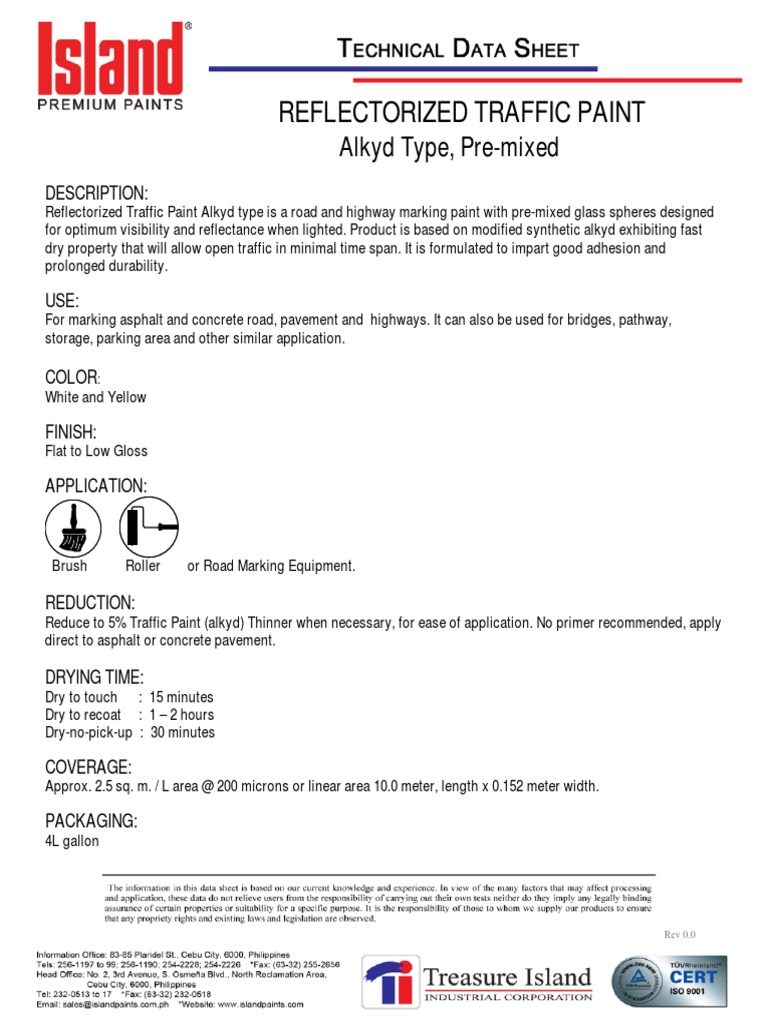 Reflectorized Alkyd Traffic Paint Guide | PDF