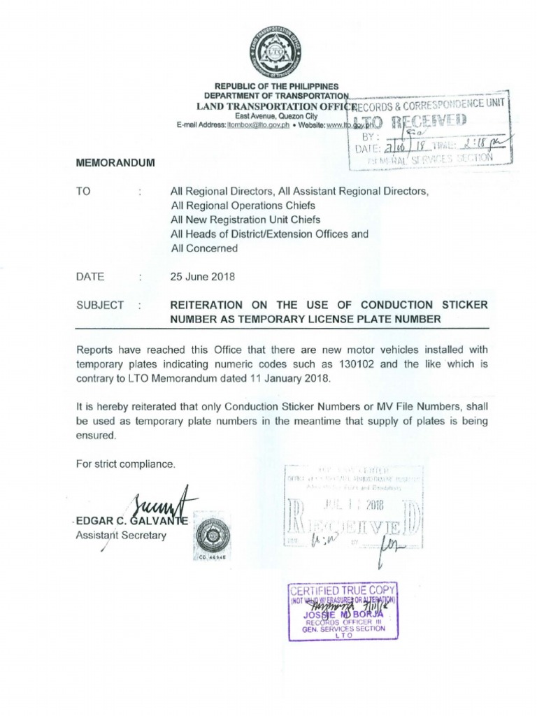 Memo Conduction Sticker | PDF | Land Transport | Driving