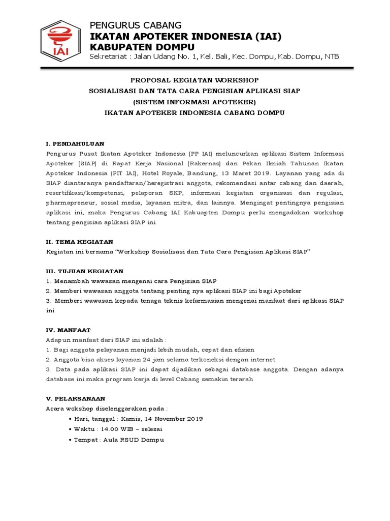 Proposal Kegiatan Workshop Siap | PDF