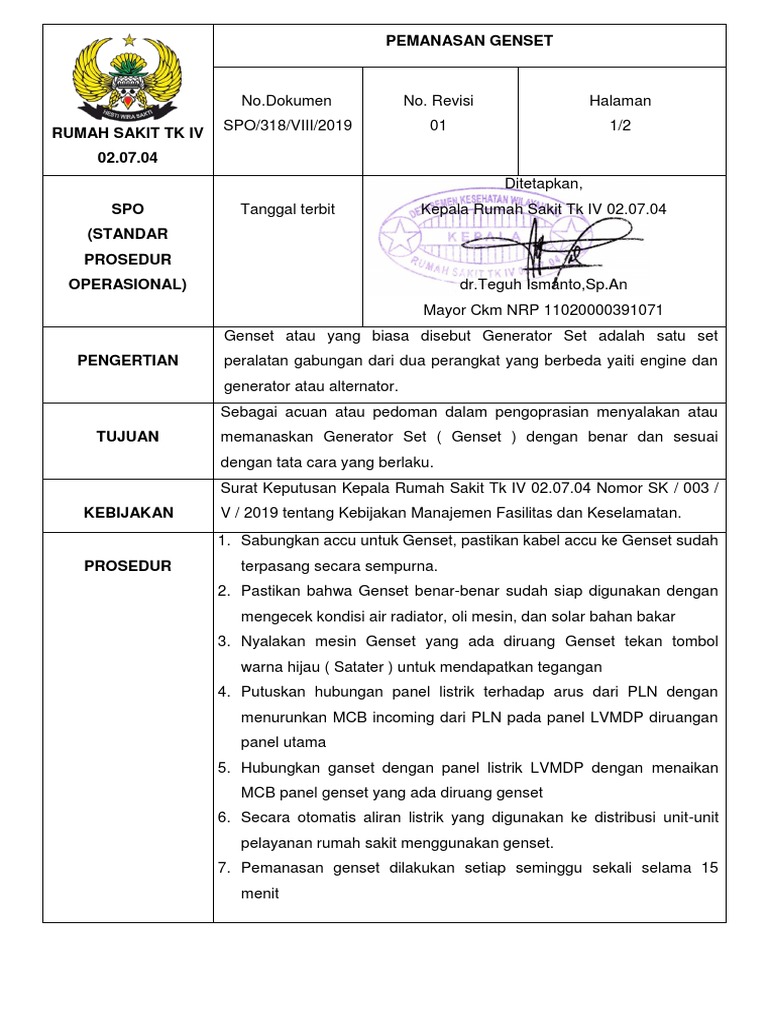 Pemanasan Genset | PDF