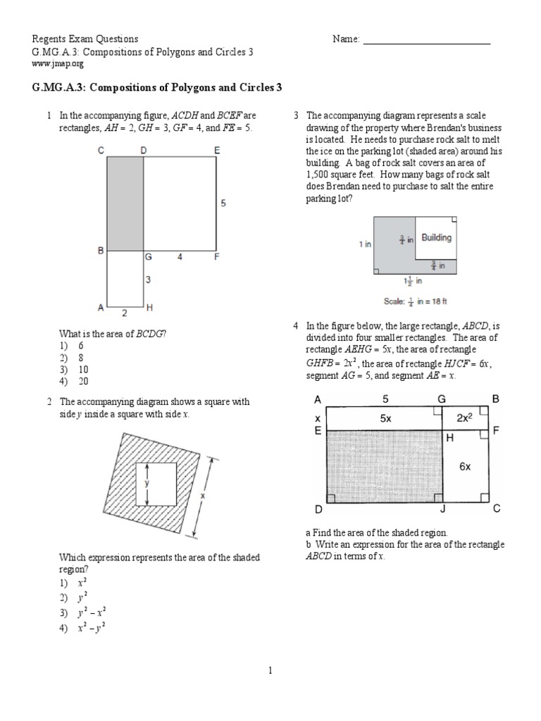 Calculating Areas and Quantities for Geometric Figures: Regents Exam ...