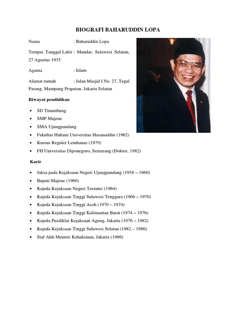 Biografi Baharuddin Lopa | PDF