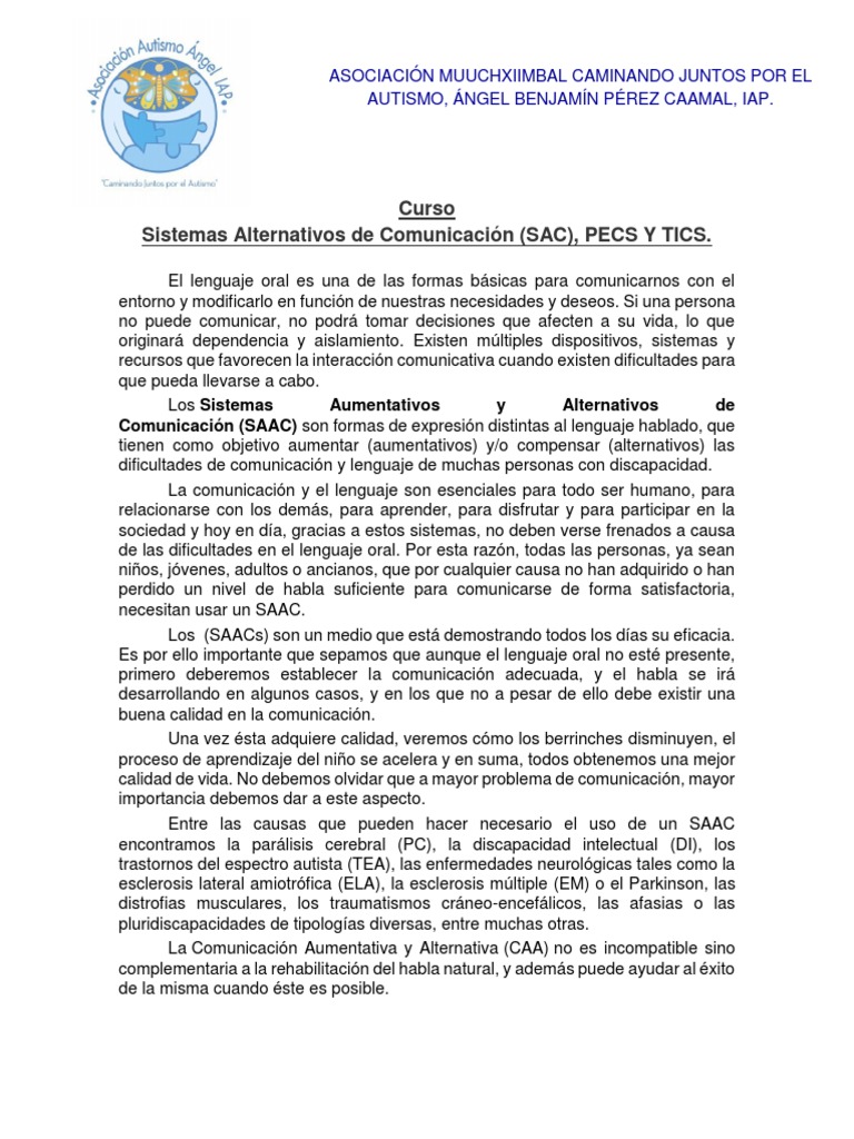 SAAC y PECS en Comunicación Alternativa | PDF | Espectro autista ...