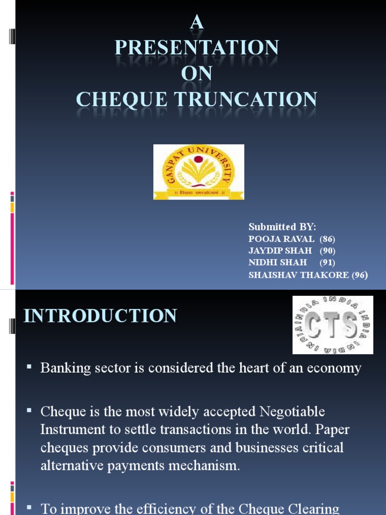 Cheque Truncation | PDF | Clearing (Finance) | Cheque