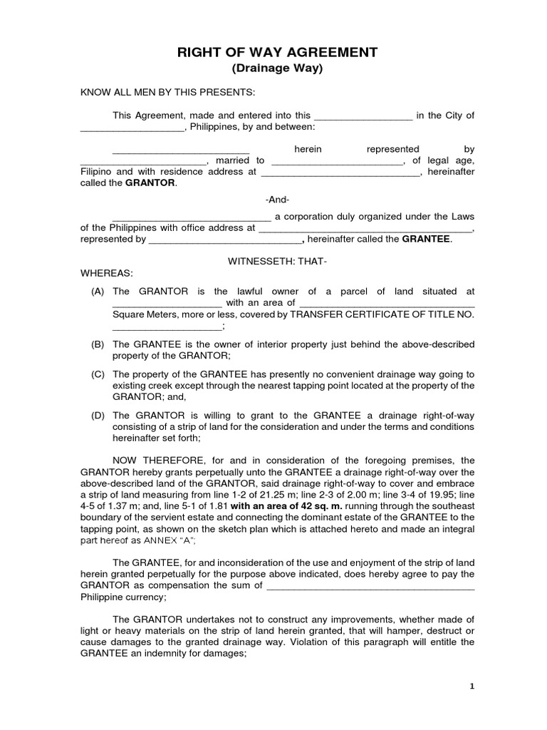 Right of Way Agreement Draft | PDF | Easement | Private Law