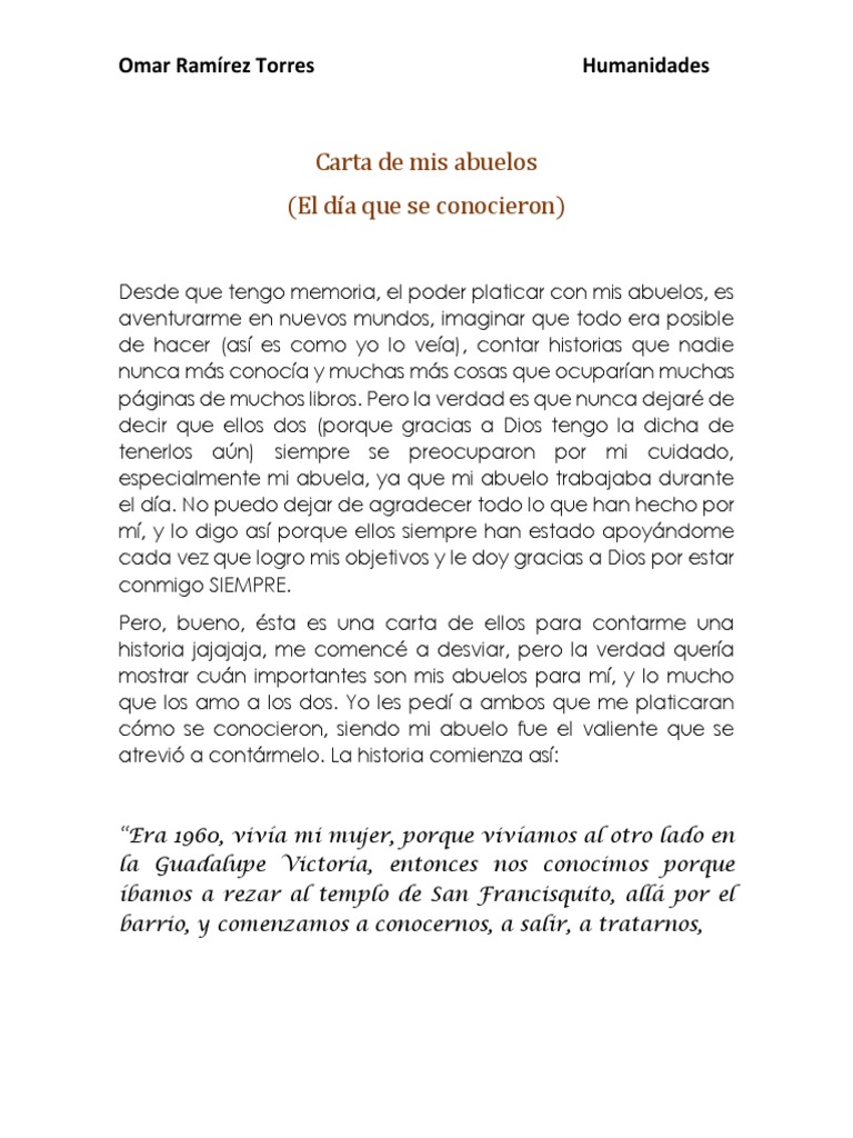 Carta de Mis Abuelos | PDF