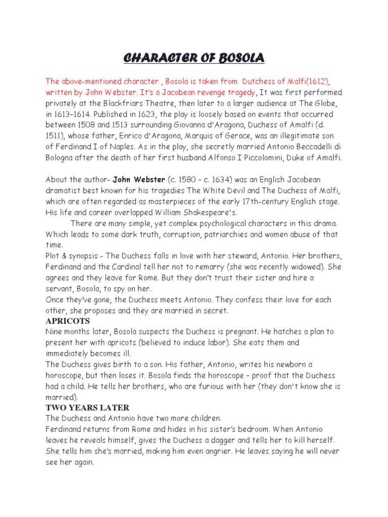 Character of Bosola Review 1 | PDF | Mystery, Thriller & Crime Fiction ...