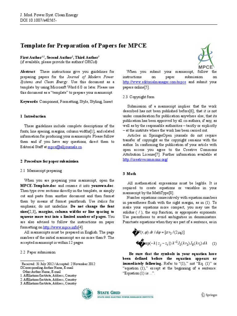 MPCE Template 20190505 - Springer | PDF | Citation | Bracket