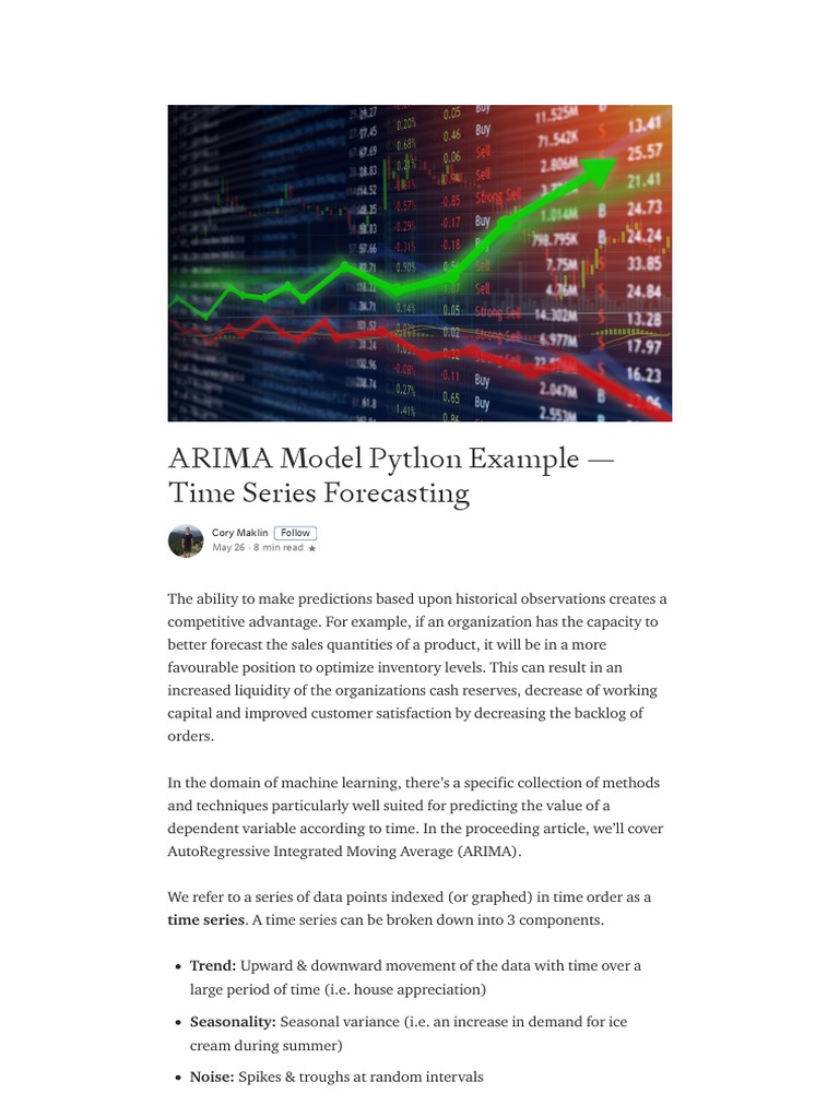 Arima Model Python Example Time Series Forecasting