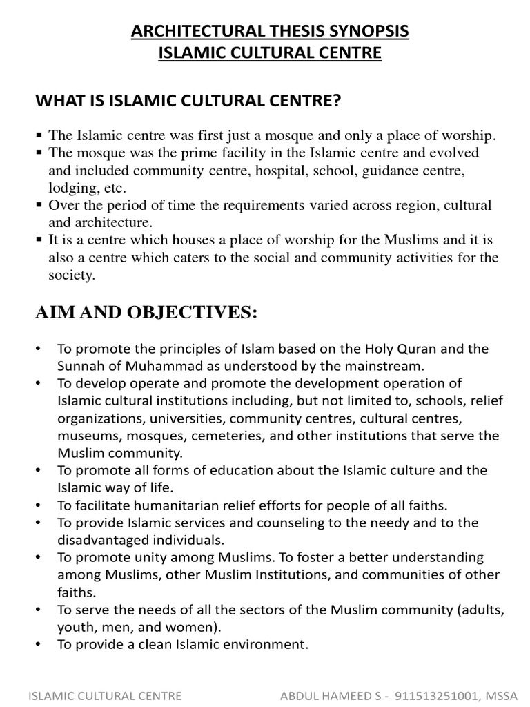 Promoting Islamic Culture and Community: An Architectural Thesis for an ...