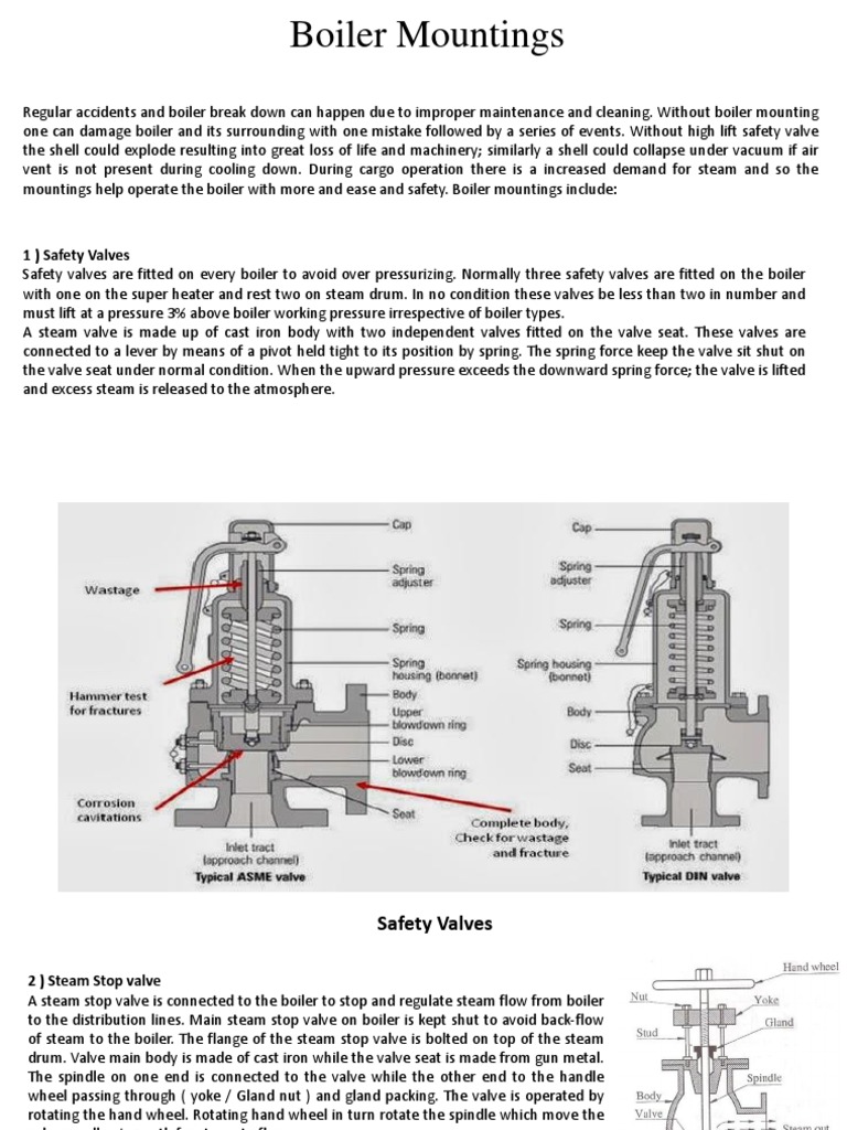Boiler Mountings: Safety Essentials | PDF | Valve | Boiler
