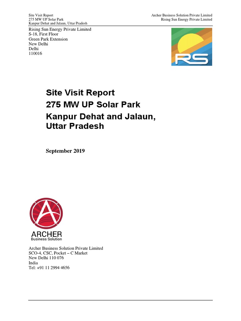 Site Visit Report - UP Solar Park | PDF | Solar Power | Renewable Resources