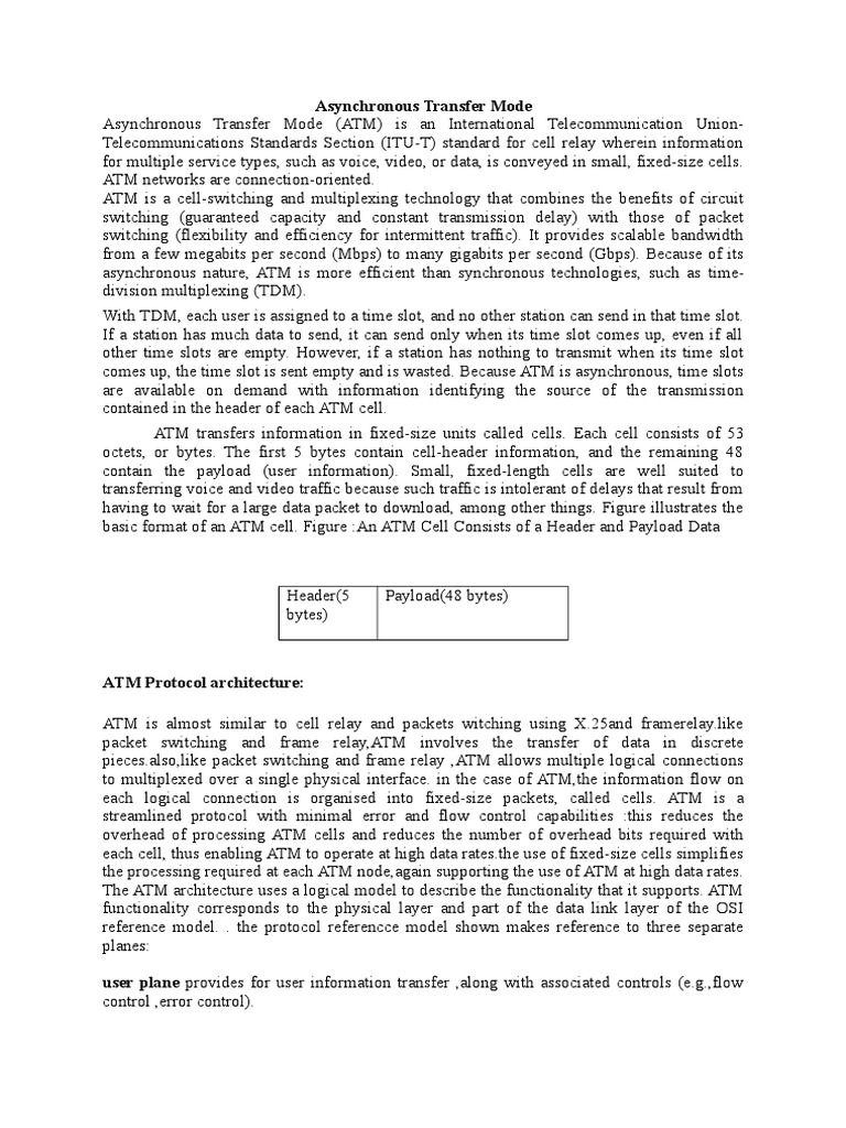 Notes On ATM, PSTN and ISDn Notes | PDF | Asynchronous Transfer Mode ...