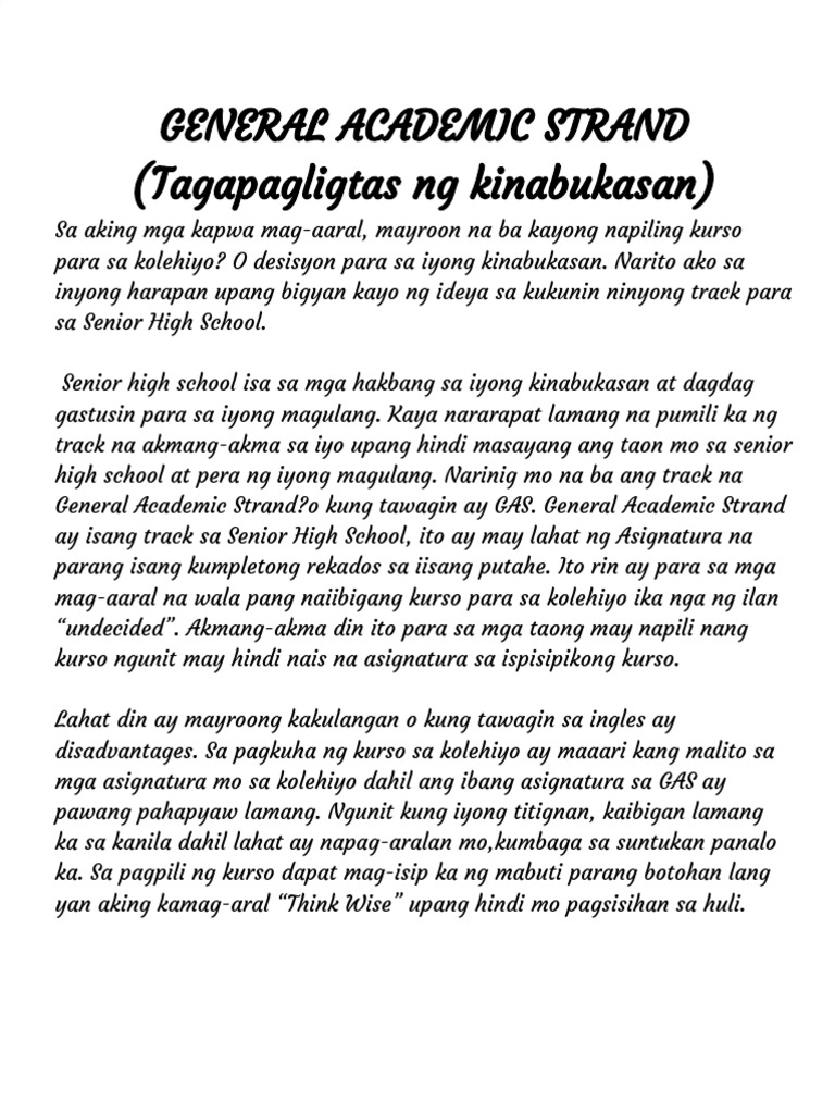 General Academic Strand by Shairapretty | PDF