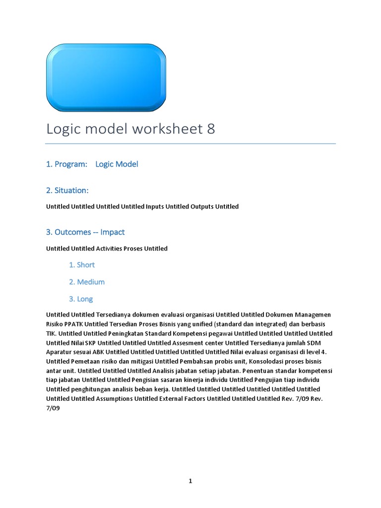 Logic Model Worksheet 8