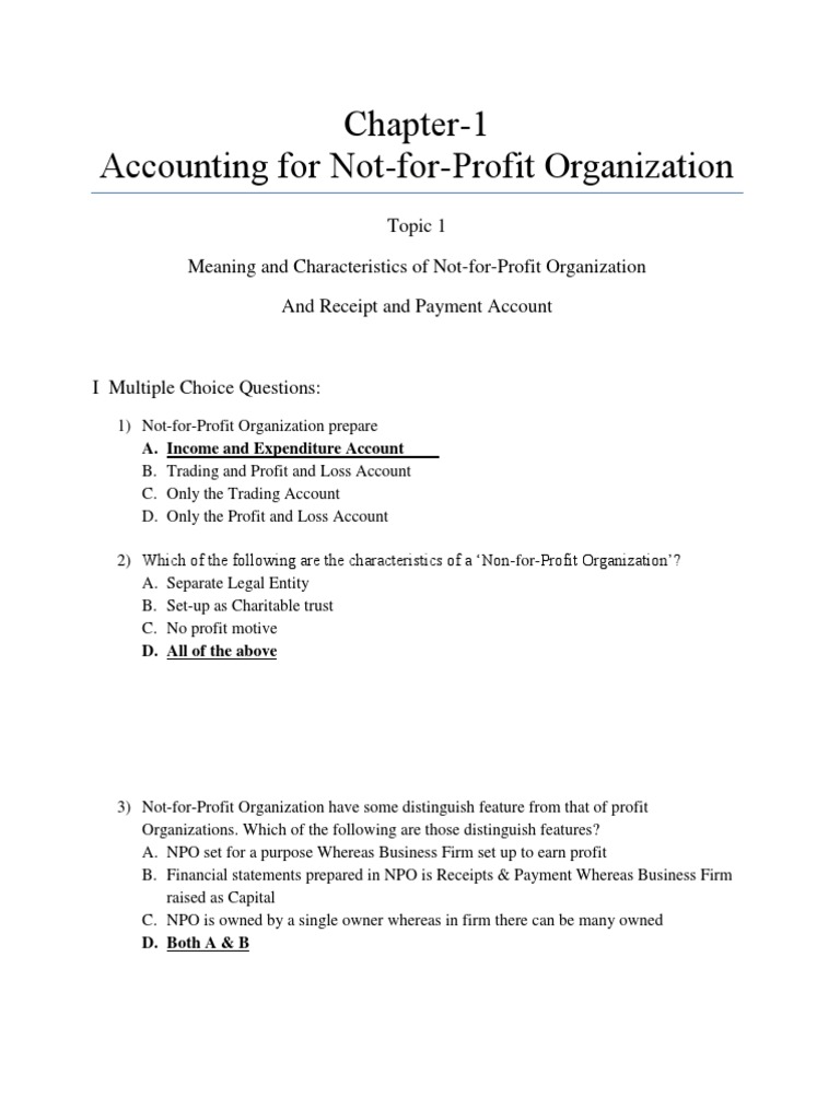 Chapter 1 Not-For-Profit Organization | Download Free PDF | Debits And ...
