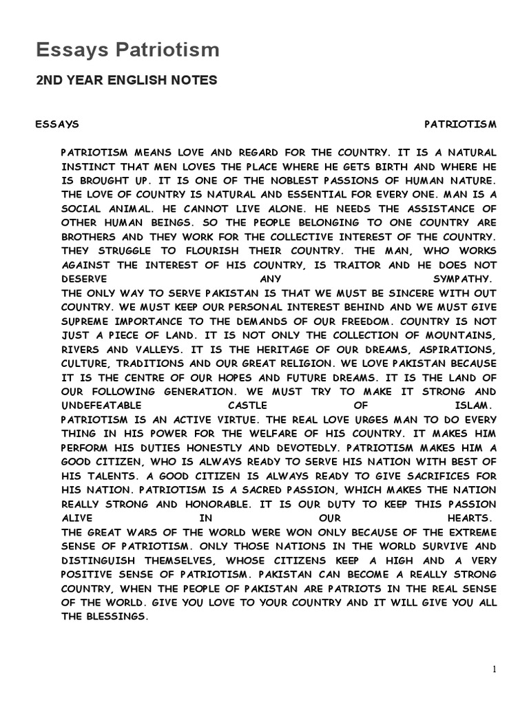 Essays Patriotism | Download Free PDF | Mother | Love