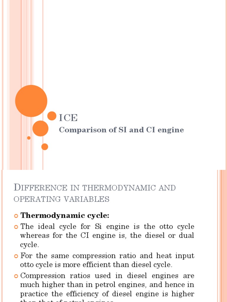Comparasion of SI and CI Engine | PDF | Internal Combustion Engine ...