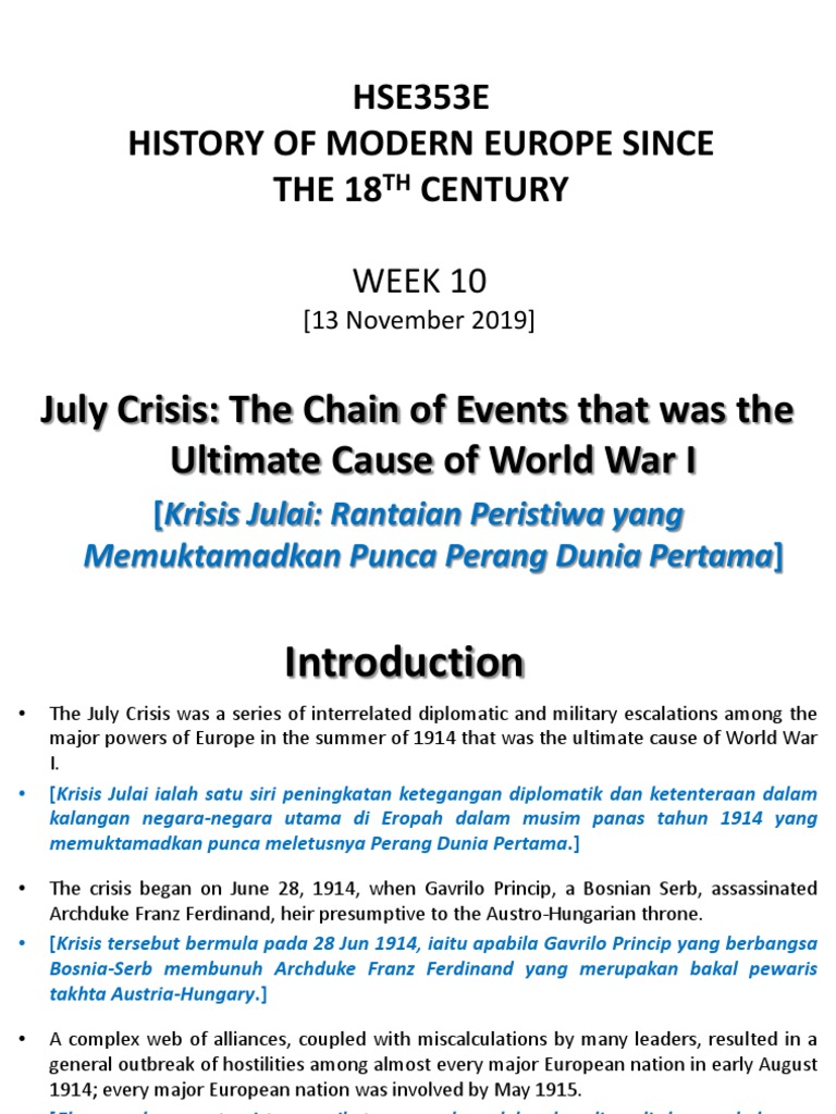 HSE353E W10 (July Crisis) | PDF | Austria Hungary | Global Politics